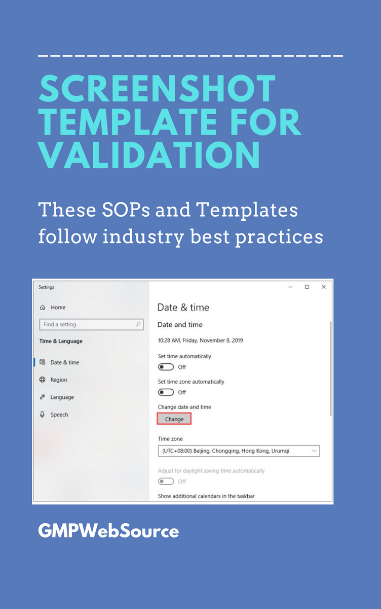 Screenshot Template for Validation – GMPWebSource