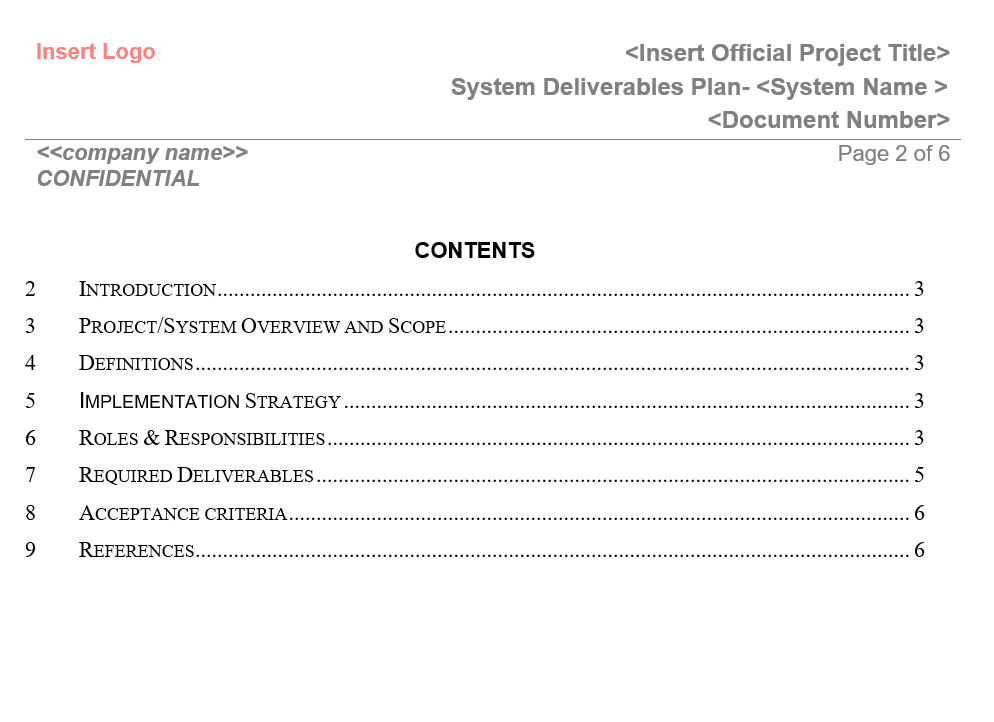 System Deliverables Plan Template – GMPWebSource